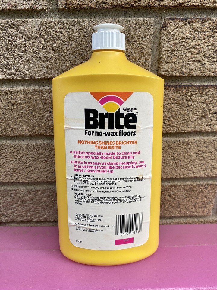 Johnson BRITE For No Wax Floors 32 fl oz Cleans Shines Vintage 1982 3/4 ...