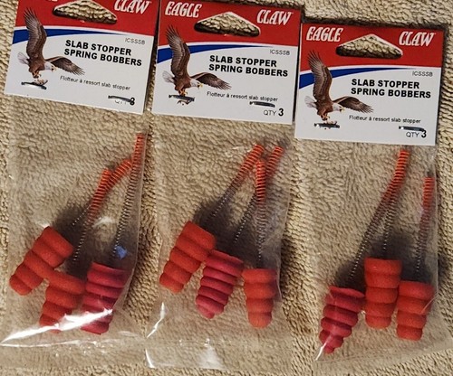3 Packs of Eagle Claw Slab Stop Spring Bobbers - 3 Per Pack - Free ...