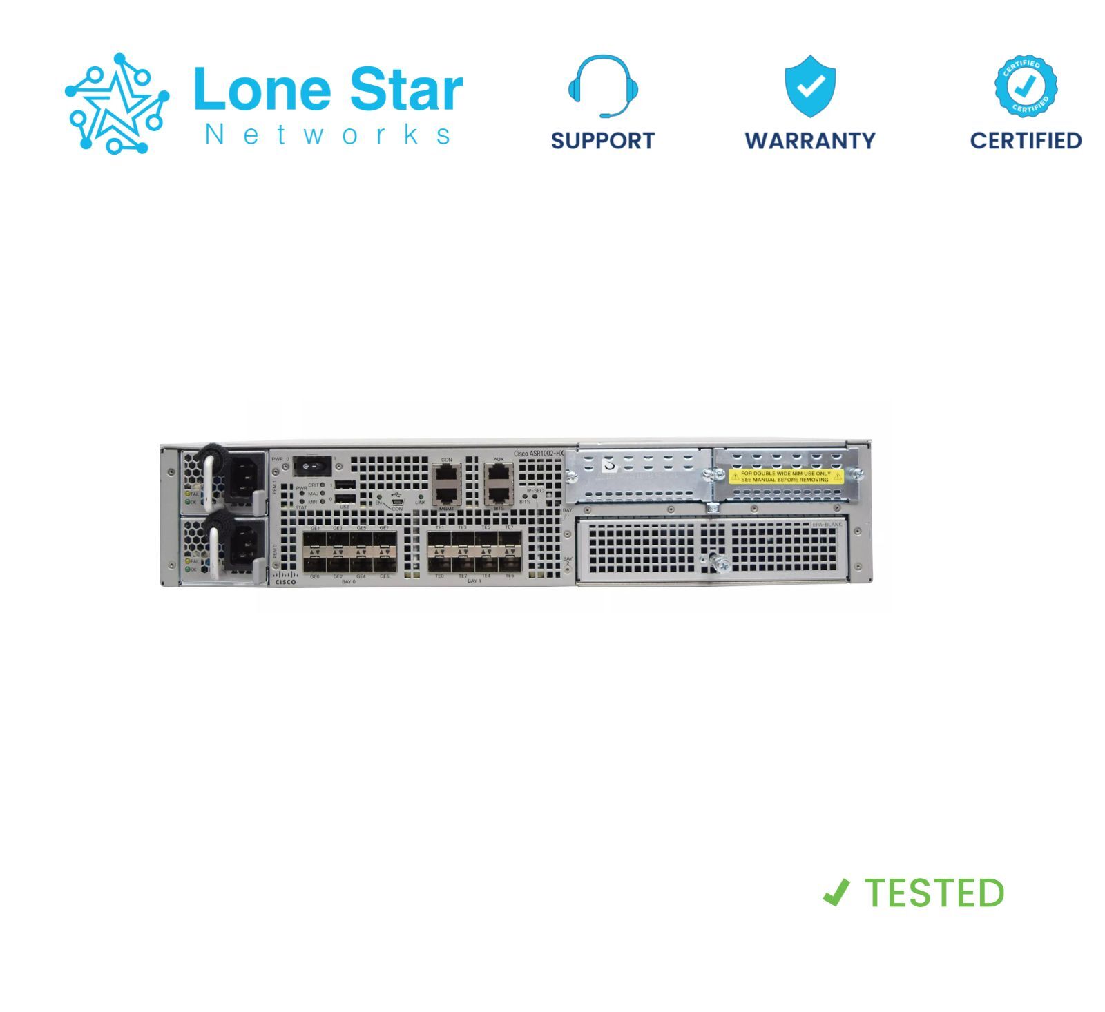 Cisco ASR1002-HX Router 10GE Port, w/ 2AC Power Supplies-Lifetime ...