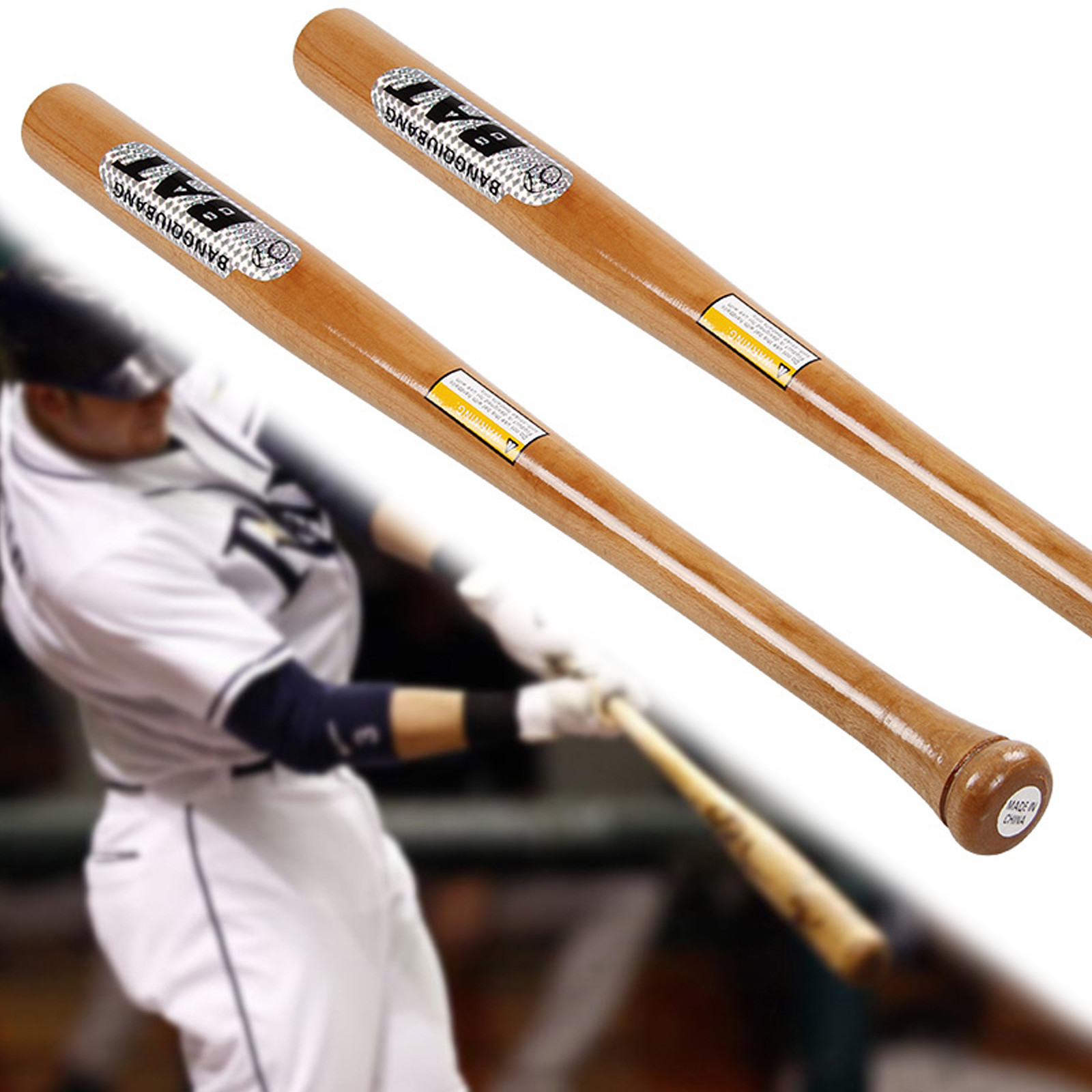 84CM Solid Wood Baseball Bat Professional Heavy Duty Stick Outdoor ...