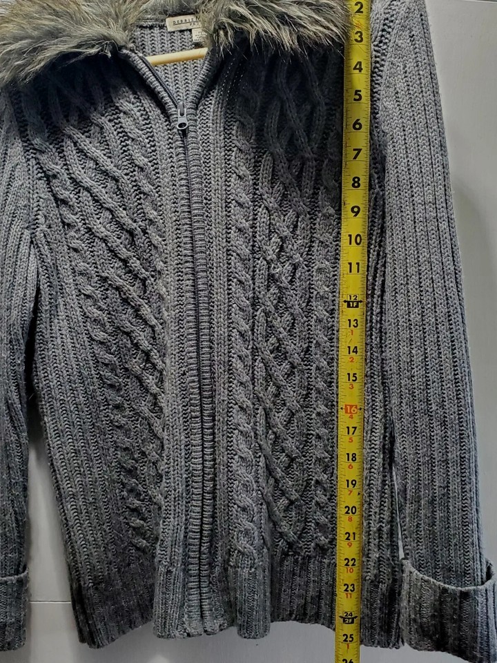 Debbie Morgan Sweater Zip Up. Faux Fur Pretty Sweater! | eBay
