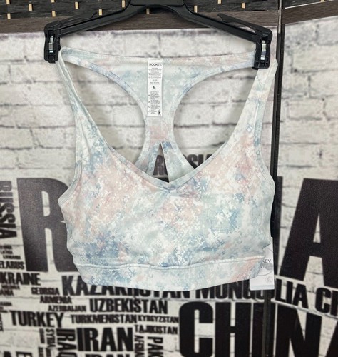 Jockey Active S Gray/Pink Mosaic Print Racerback Cut-out Sports Bra for ...