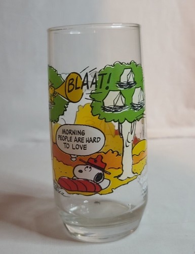 VINTAGE McDonalds CAMP SNOOPY Drinking Glass Morning People are Hard to ...