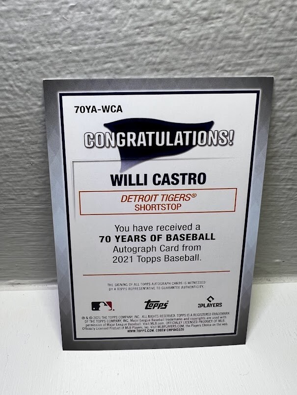 Willi Castro 2021 Topps - 70 Years Baseball Auto Black #70YA-WCA /199 ...