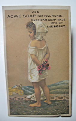 1880's era Acme Soap Trade Card with Child with flowers & Carthage, N.Y ...