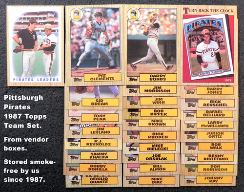 PITTSBURGH PIRATES 1987 Topps Team Set 29-Cards from Vendor Boxes ...