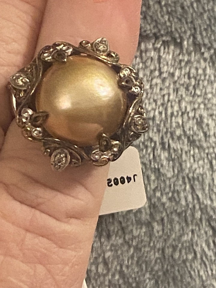 💜Michael Valitutti NH Gems en Vogue 925 Sterling Golden Mabe Pearl Ring ...