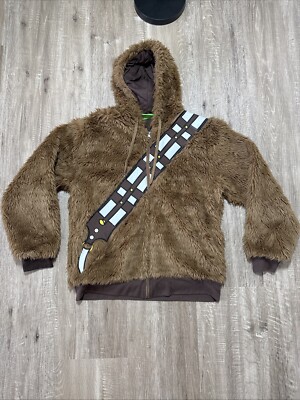 Star Wars Chewbacca Cosplay Costume Furry Hoodie Fake Fur Jacket Size ...