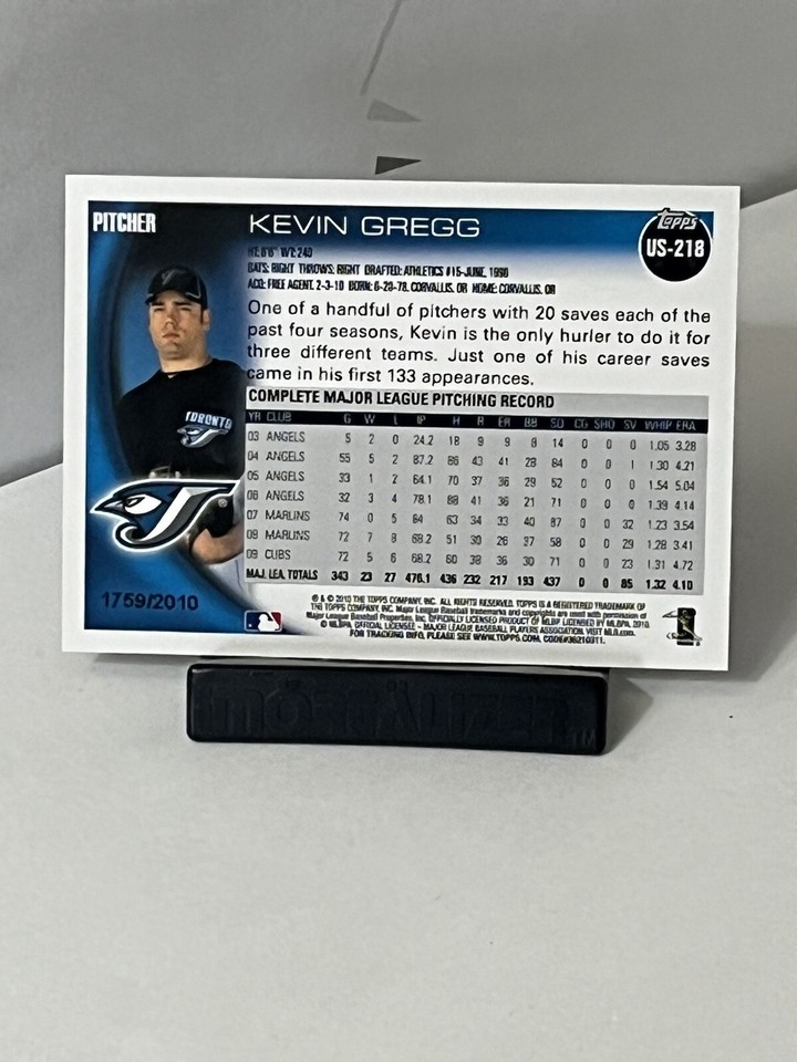 2010 Topps Update Kevin Gregg SP Gold 1769/2010 US-218 | eBay
