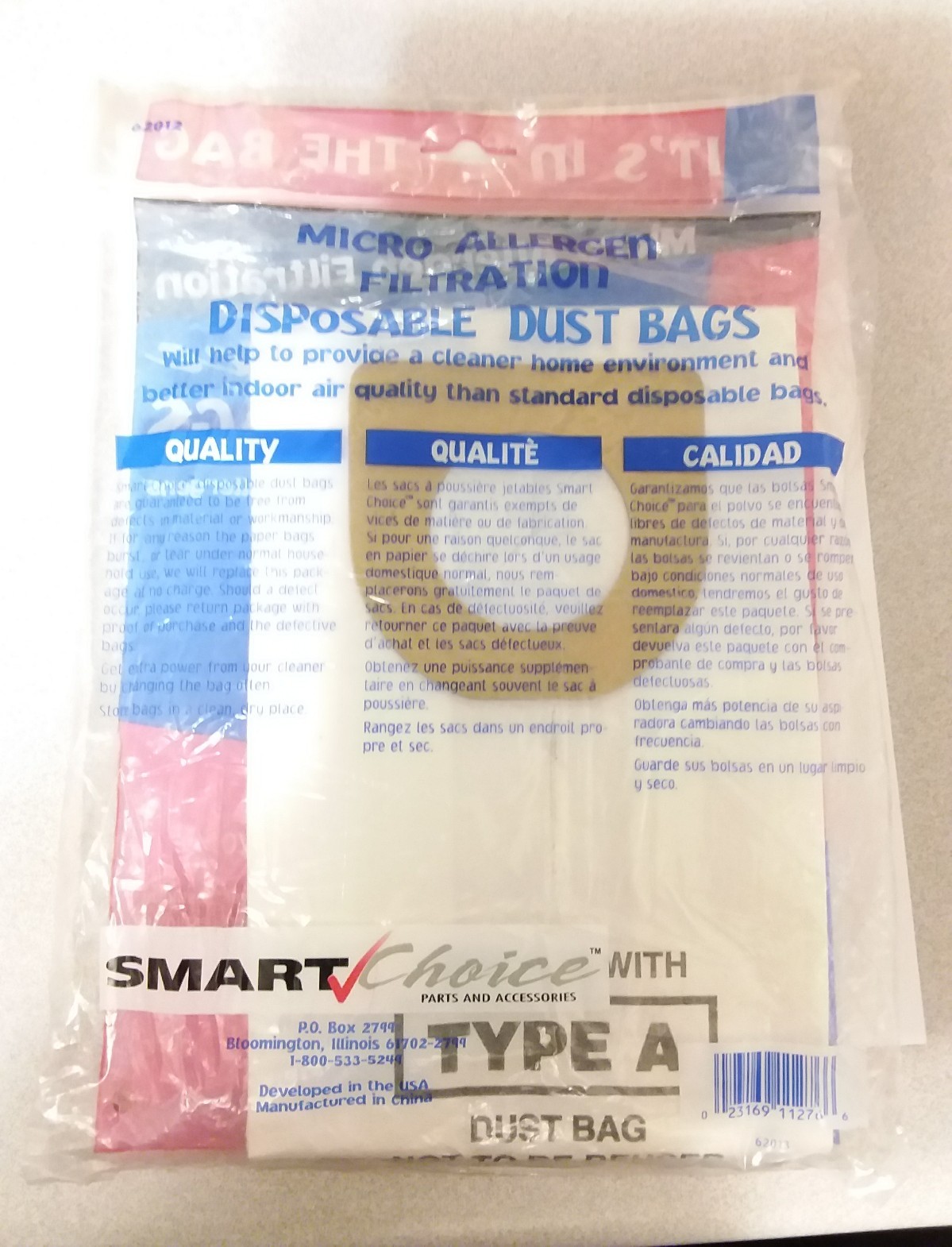 2 Pack SMART CHOICE VACUUM CLEANER BAGS, TYPE A, HOOVER, SINGER ...