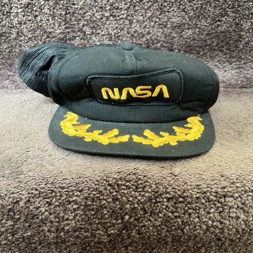 NASA Gold Black Trucker Adjustable Snapback Hat Mesh Cap Space ...