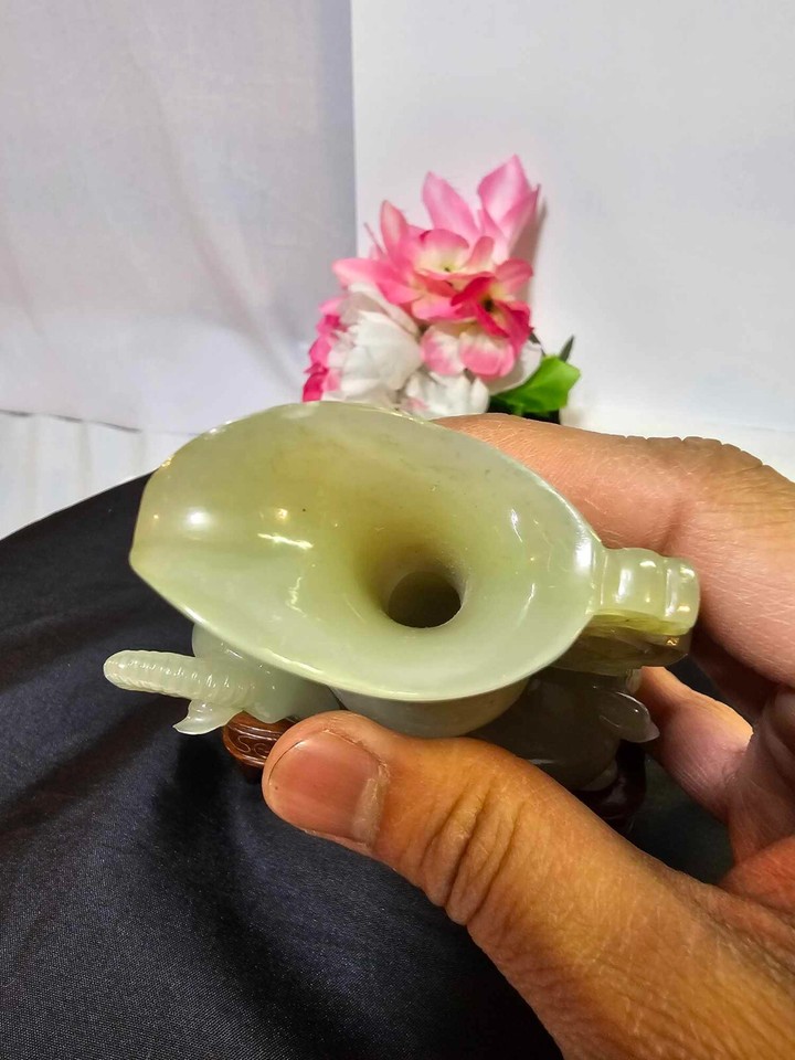 RARE 1940's Antique Jade Carved Ram w/ Jug/ Vase Figurine w/ ring ...