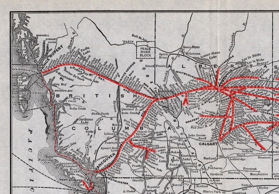1924 Antique Canadian National Railway Map Canada Railroad Map 1443 | eBay