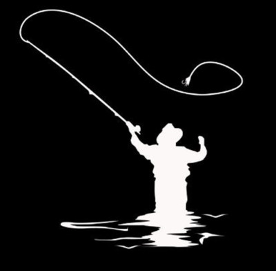 Fly Fishing Window Decal for Car & Truck - White 4.5" x 5" Fisherman ...