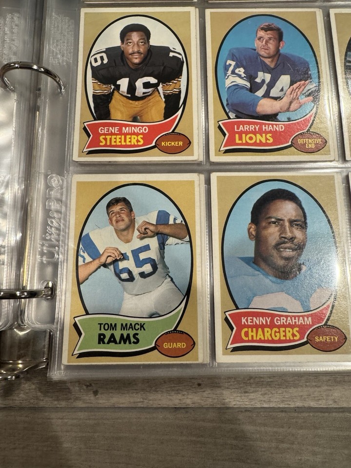 1970 TOPPS FOOTBALL COMPLETE SET 1-263 EX CARDS BINDER & PAGES OJ ...