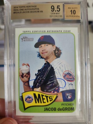 2014 TOPPS HERITAGE REAL ONE JACOB DEGROM AUTOGRAPH BGS 9.5 GEM MINT RC ...