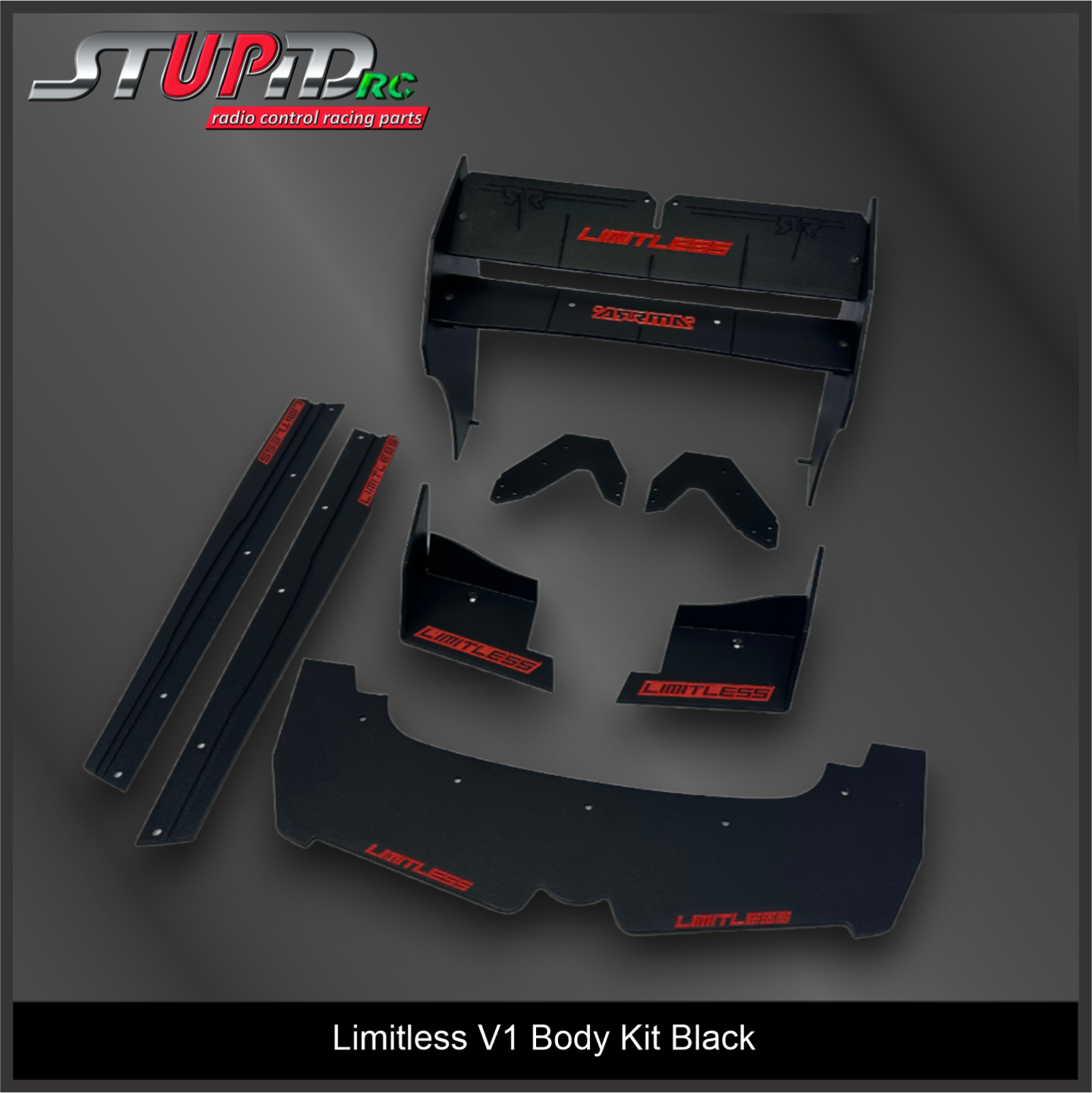 Arrma Limitless V1/V2 Front, Side And Adjustable Wing Kit Black ...