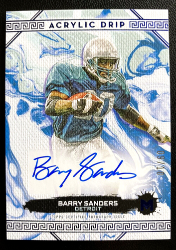2024 Topps Motif Barry Sanders Auto Blue Acrylic Drip Auto 09/10 Lions ...