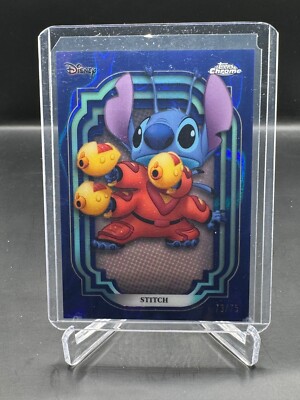 2024 TOPPS CHROME DISNEY! STITCH! LIGHT BLUE LAVA REFRACTOR! #/75! SP ...
