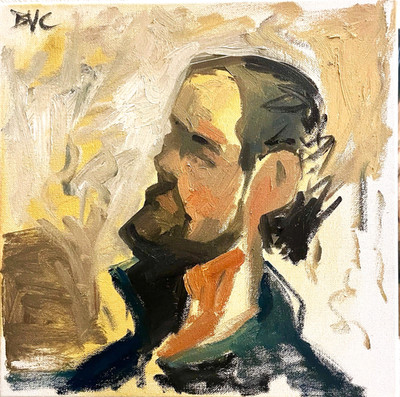 12x12 Male Self Portrait Oil Painting Original Signed 2025 Canvas ...