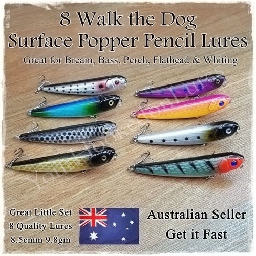 8 Walk the Dog Pencil Surface Walker Fishing Lure Popper Stickbait ...