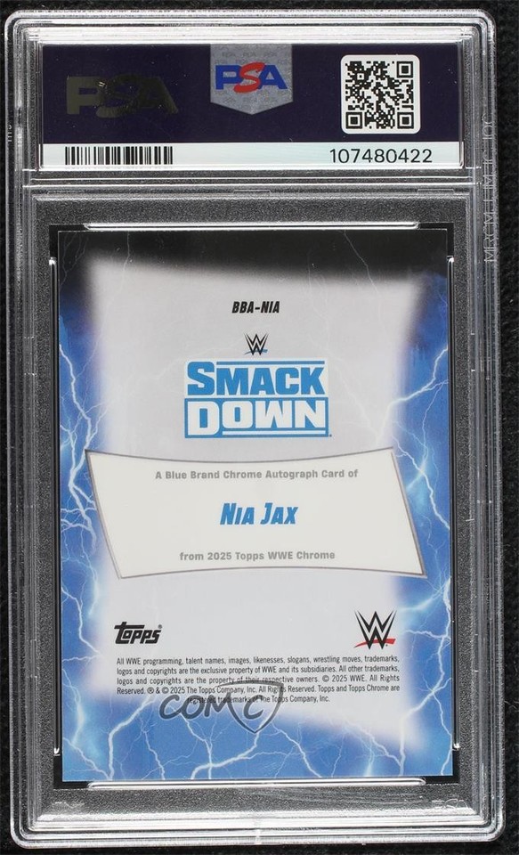 2025 Chrome WWE Blue Brand Gold Geometric Refractor /50 Nia Jax PSA 9 ...