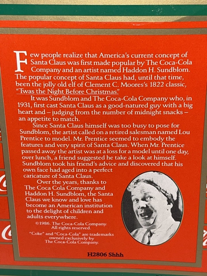 Vintage 1986 Coca Cola H2806 Shhh Santa Claus Ornament In Box | eBay