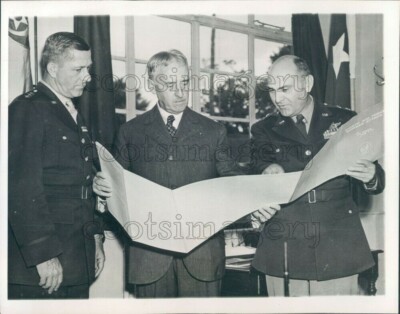 1943 Press Photo Henry Stimson Lt Gen Jacob Devers Maj Gen Ira Eaker ...