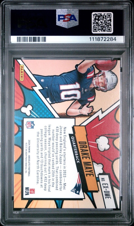 2024 Panini Absolute Drake Maye Explosive Rookie RC #EXDME PSA 10 GEM ...