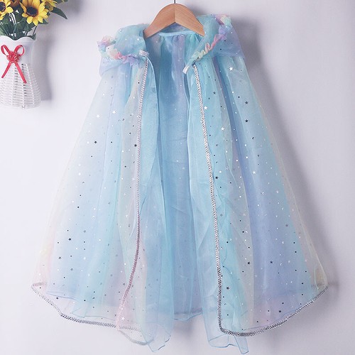 Princess Cape Kid Girls Rainbow Cloak Tulle Mesh Fancy Dress Costume ...
