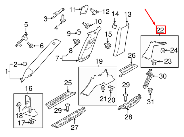 Genuine Land Rover Range Rover L405 Right Hand C Pillar Panel Lr035815 ...