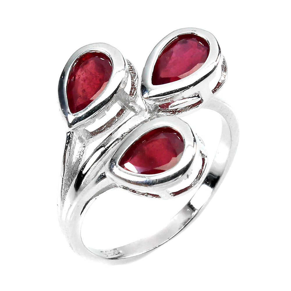 Heated Pear Red Ruby 7x5mm 14K White Gold Plate 925 Sterling Silver ...