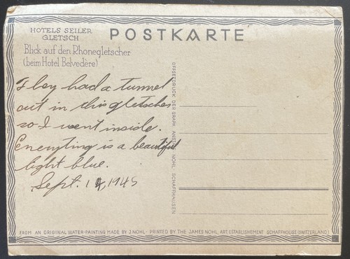 Vintage postcard Hotel Belvedere Switzerland James Nohl painting Seiler ...