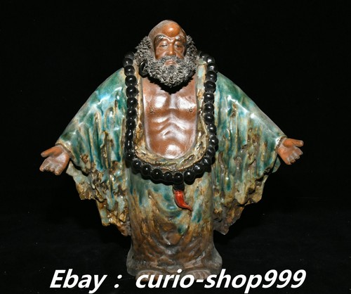 11.8" Old China Dynasty Shiwan Porcelain Rohan lohan Arhat Damo Dharma ...