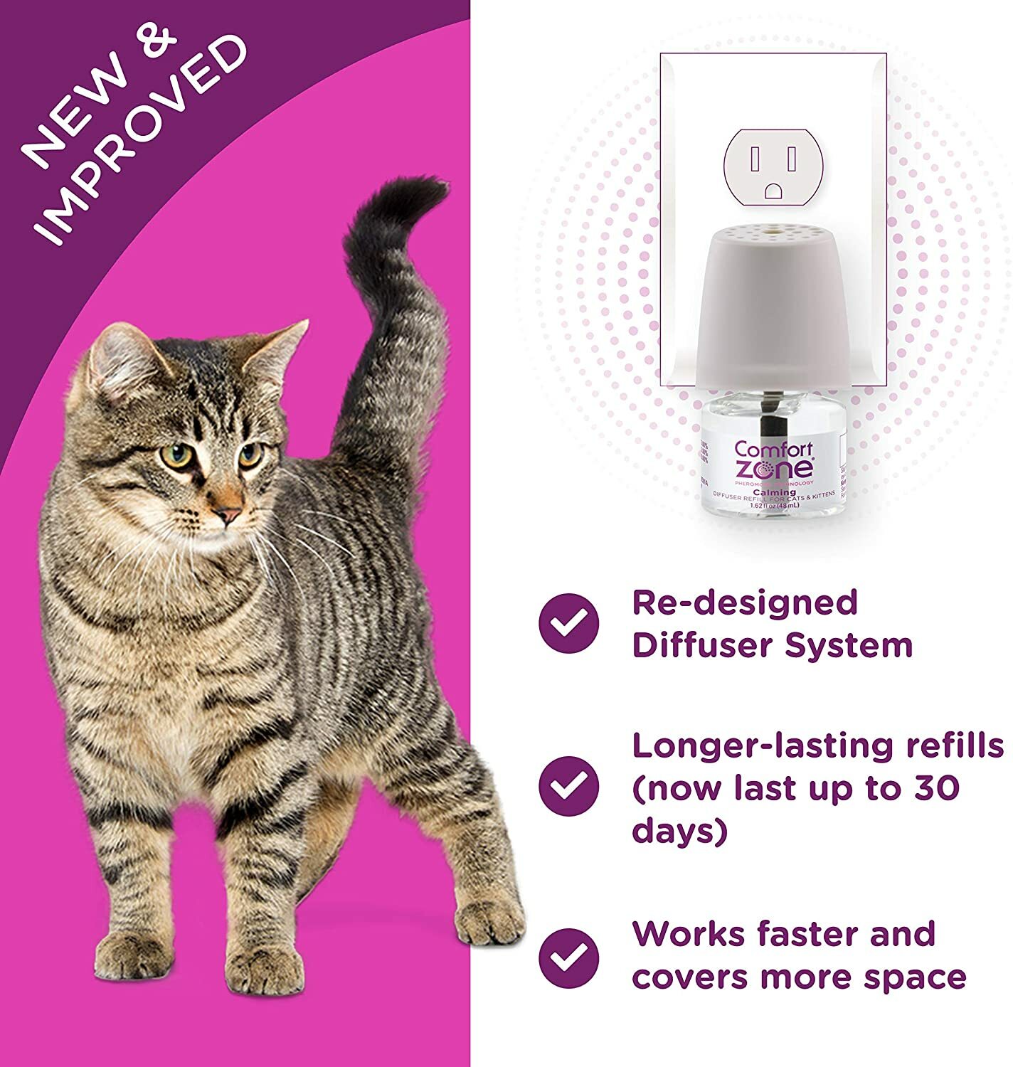 Comfort Zone Cat Calming Product Diffuser Refill, Cat Pheromone Spray ...