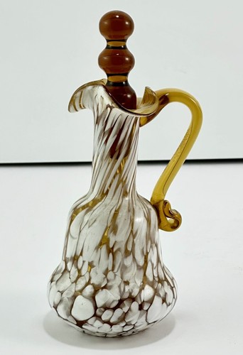 Rainbow Art Glass Amber & White Cruet W/ Stopper | eBay