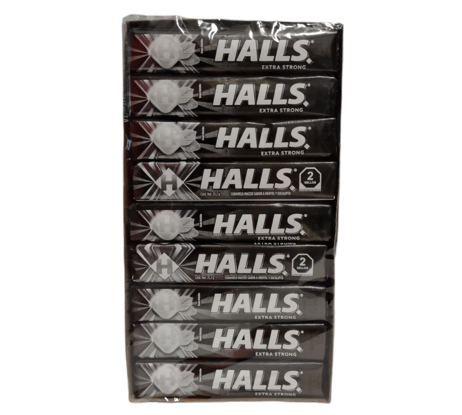18 Packs HALLS NEGRAS EXTRA STRONG SABOR MENTOL Y EUCALIPTO COUGH DROPS ...