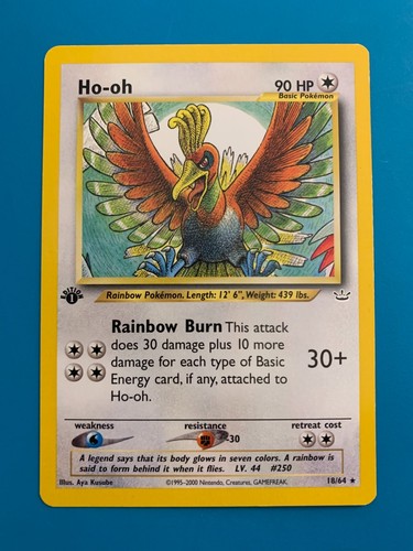 1st Edition Ho-oh 18/64 Neo Revelation Set Rare Vintage Pokemon Card ...