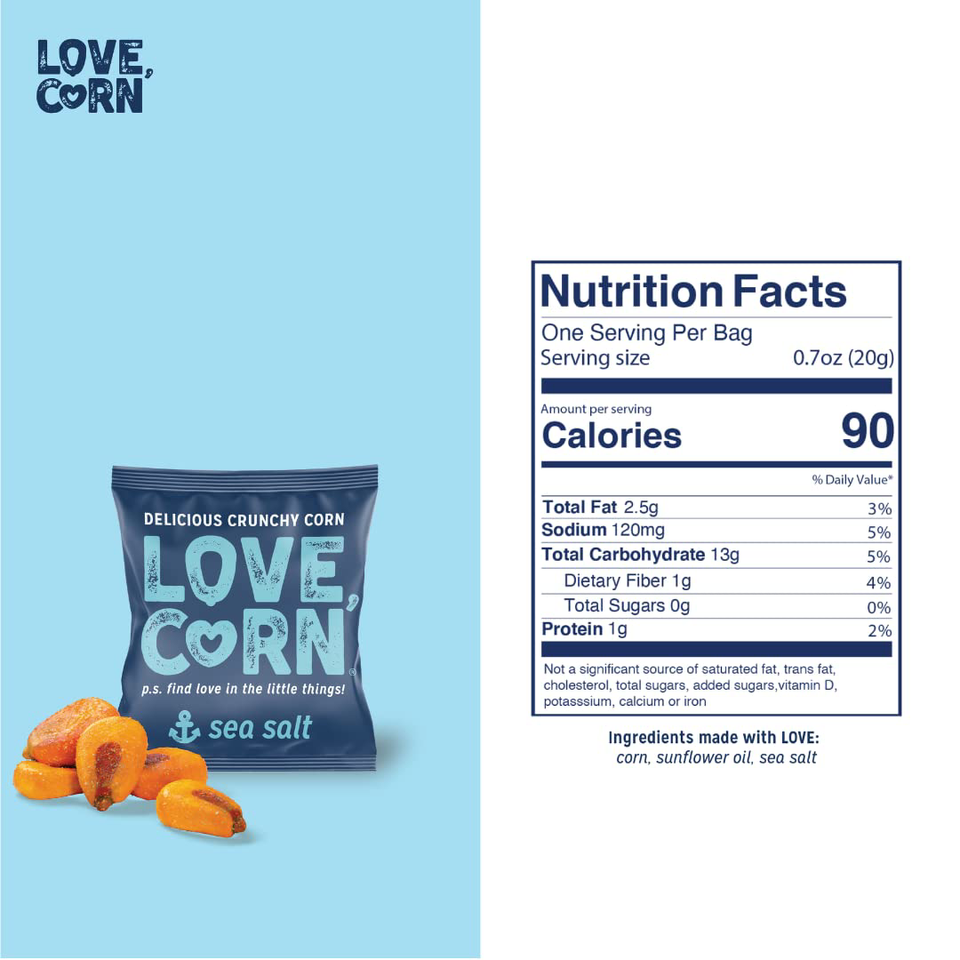 LOVE CORN Sea Salt | Delicious Crunchy Corn Snack | 0.7oz x20 bags ...