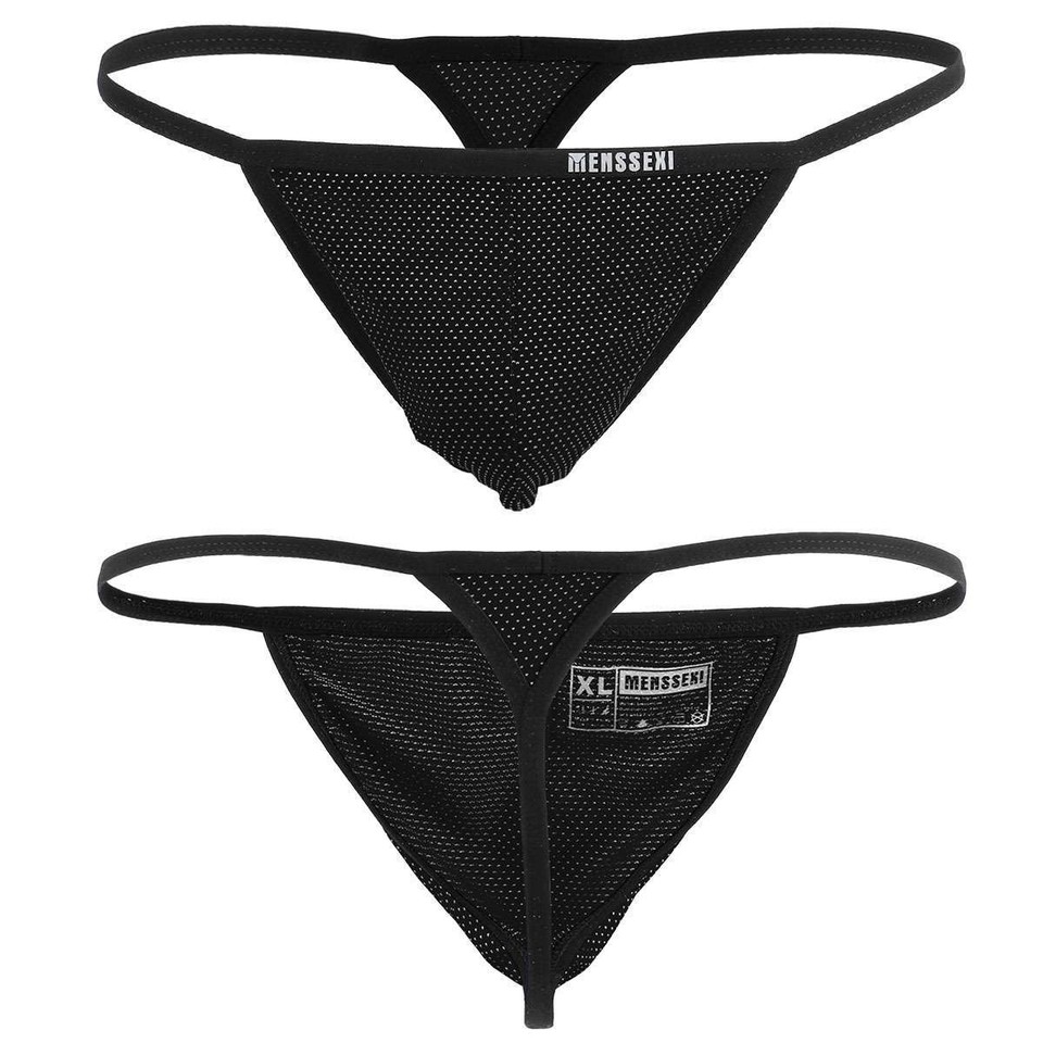 1-3Pcs Sexy Mens T-Back G-string Thong Bikini Underwear Mesh Sheer ...