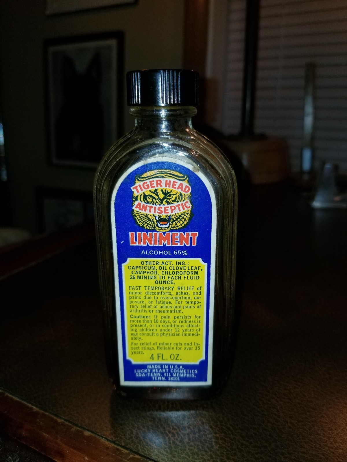 Vintage Art Deco Tiger Head Antiseptic LINIMENT BTL EMPTY 65% ALCOHOL ...