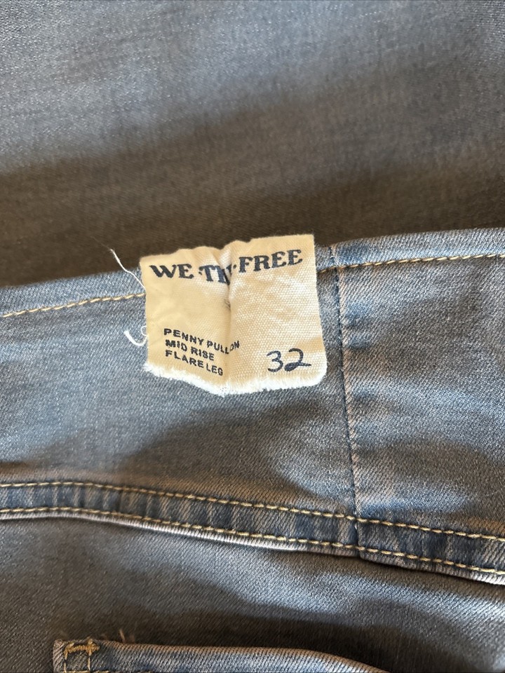 We The Free People Size 32 Faded Black Penny Pull On Flare Leg Mid Rise ...
