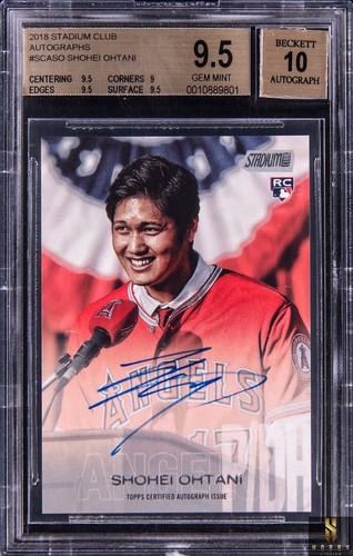 Shohei Ohtani 2018 Topps Stadium Club Rookie Auto BGS 9.5 Autograph 10 ...