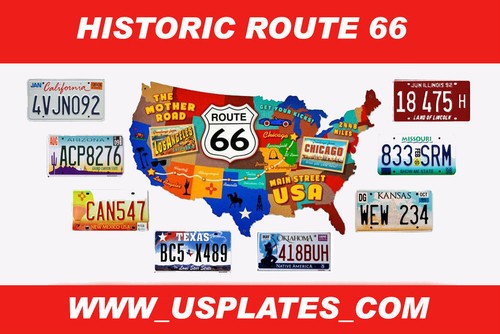 1 SET OF 8 USA LICENSE PLATES ROUTE 66 BEST NUMBER TAGS CA~AZ~NM~TX~OK ...