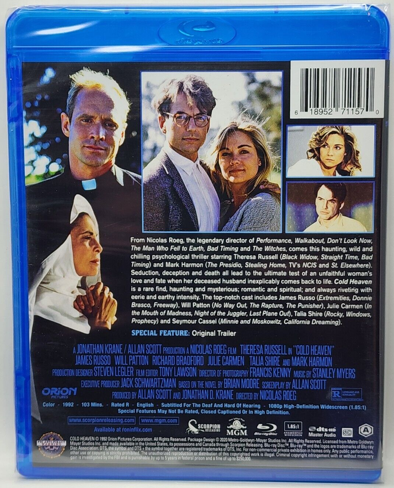 Nicolas Roeg's Cold Heaven (Blu-ray, 1991, OOP) Theresa Russell, Mark ...