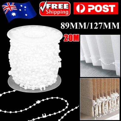20M Vertical Blind Bottom Chain Slat Link Cord Parts White 89/127mm ...