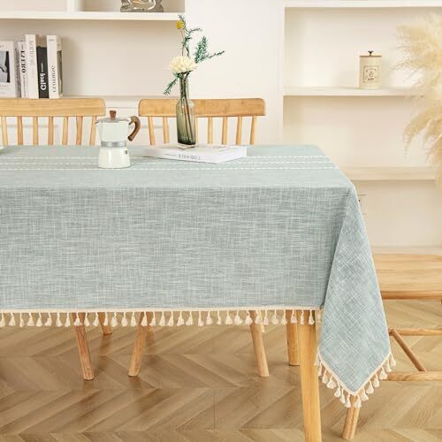 Waterproof Blue Tablecloths for Rectangle Tables W52xL70 (4-6 Seats ...