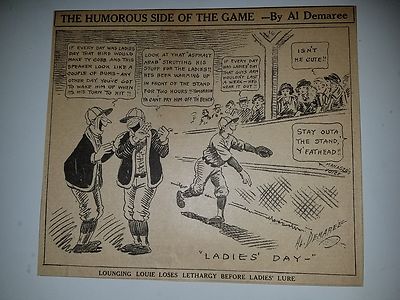 Ty Cobb Ladies Day Baseball 1924 Sporting News Cartoon By Al Demaree ...
