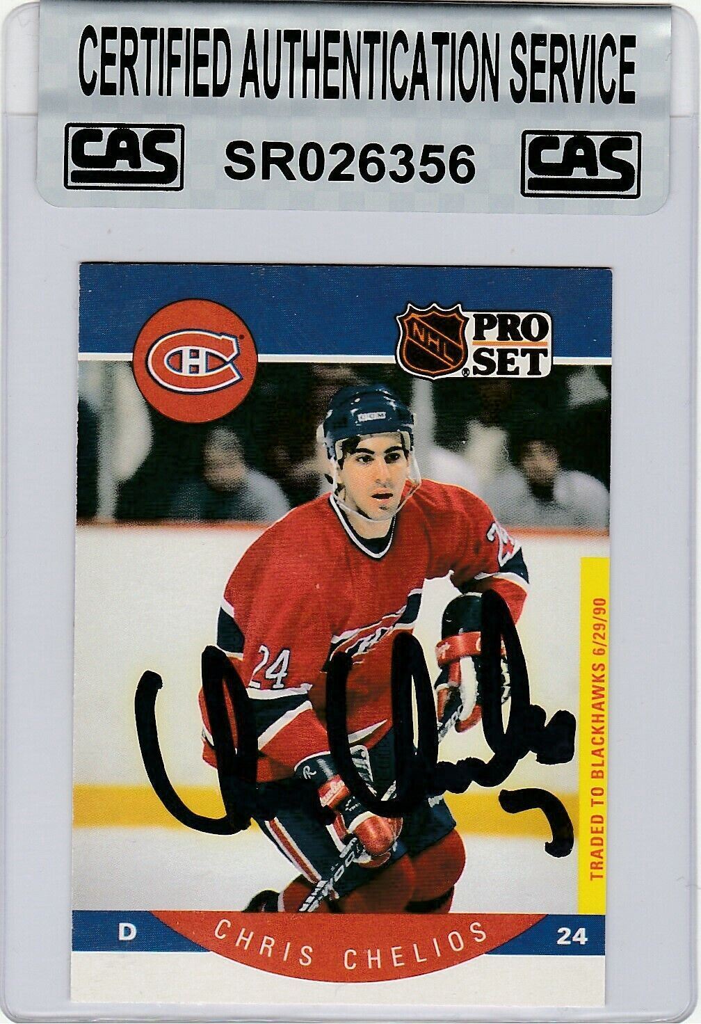 1990-91 PRO SET #147 CHRIS CHELIOS SIGNED AUTOGRAPHED MONTREAL ...