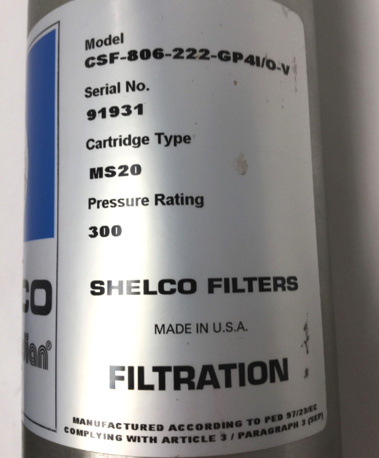 Shelco CSF-806-222-GP4I/O-V MicroGuardian Stainless Steel Filter ...